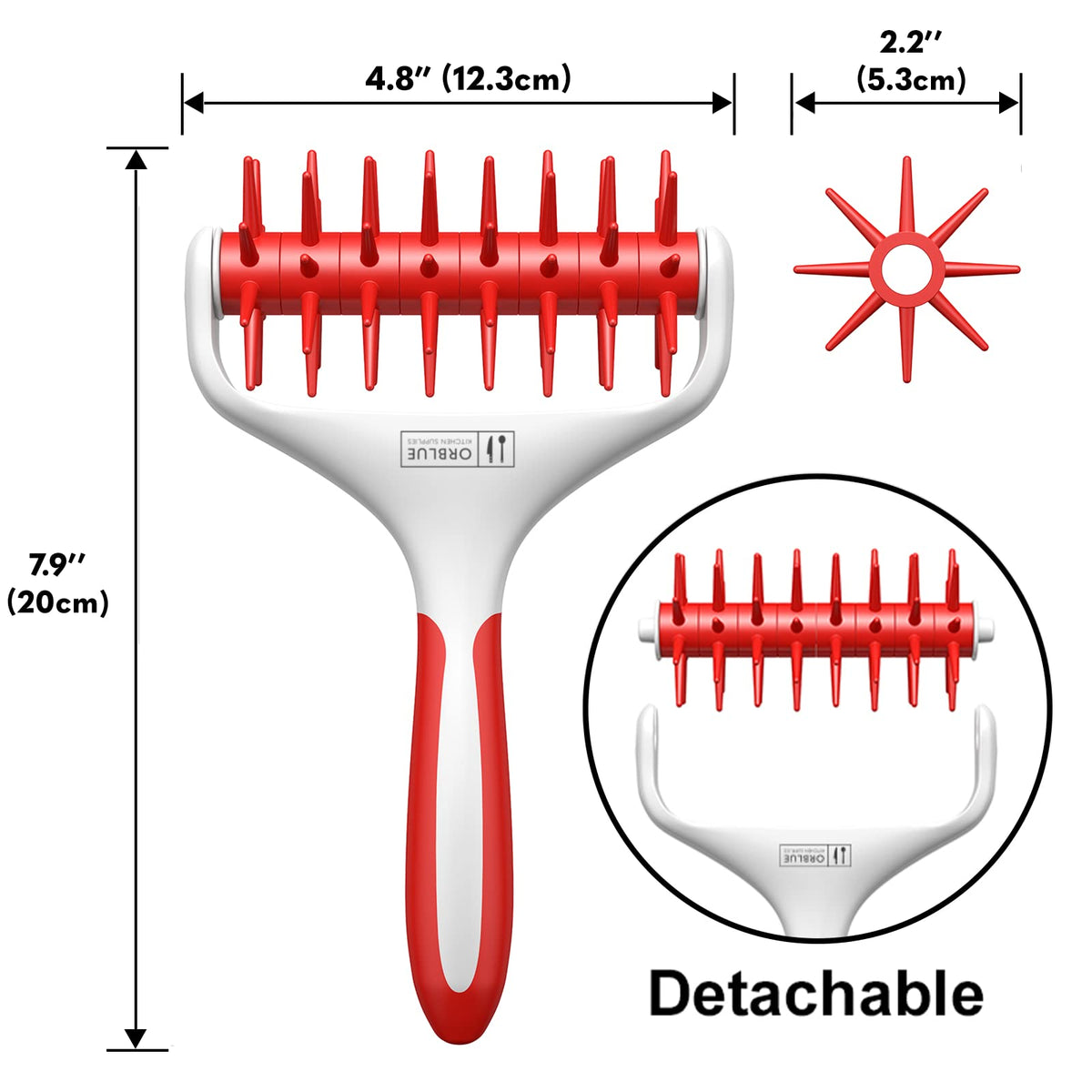 Orblue Pizza Dough Docker, Pastry Roller with Spikes, Pizza Docking To