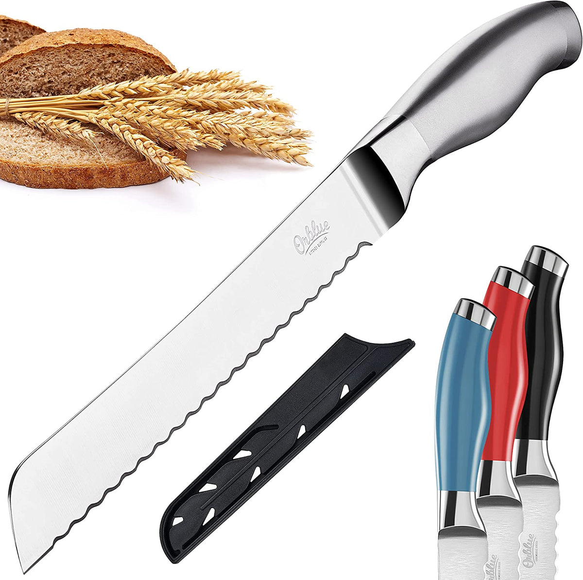 Orblue Serrated Bread Knife with Upgraded Stainless Steel Razor Sharp